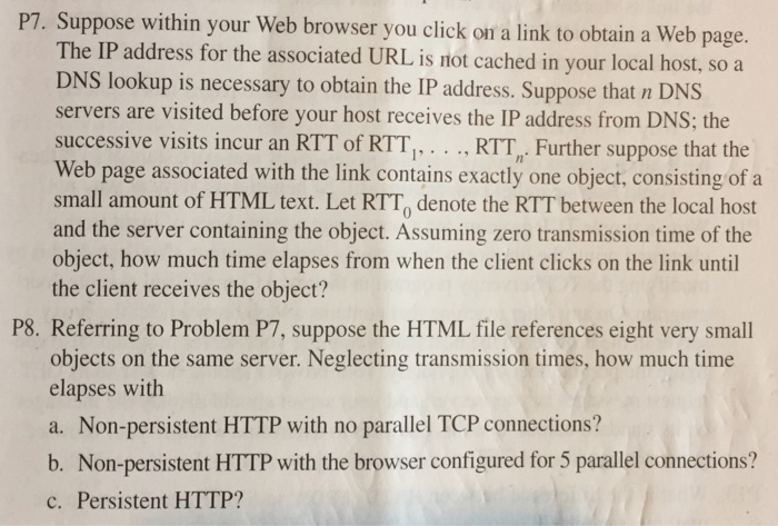 Solved P7. Suppose within your Web browser you click or a | Chegg.com