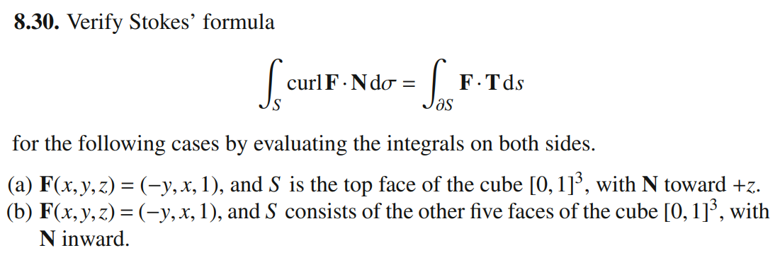 Solved 8.30. ﻿Verify Stokes' | Chegg.com