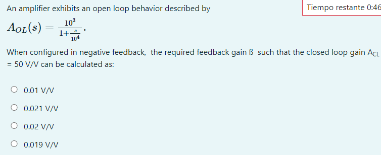 Solved An amplifier exhibits an open loop behavior described | Chegg.com