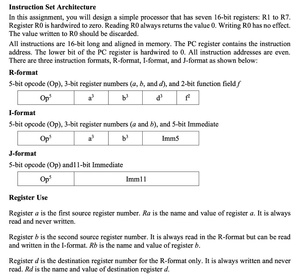 Solved Instruction Set Architecture In this assignment, you | Chegg.com