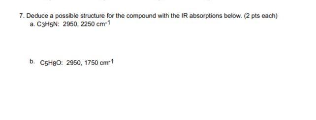 Solved 7. Deduce a possible structure for the compound with | Chegg.com