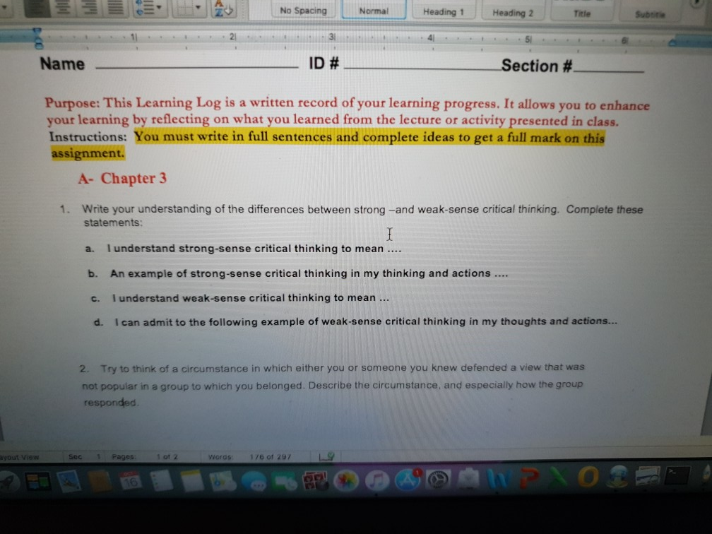 Solved No Spacing Normal Heading 1 Heading 2 Title Subtitle | Chegg.com