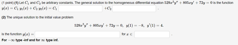Solved (1 point) (1) Let C and Cybe arbitrary constants. The | Chegg.com
