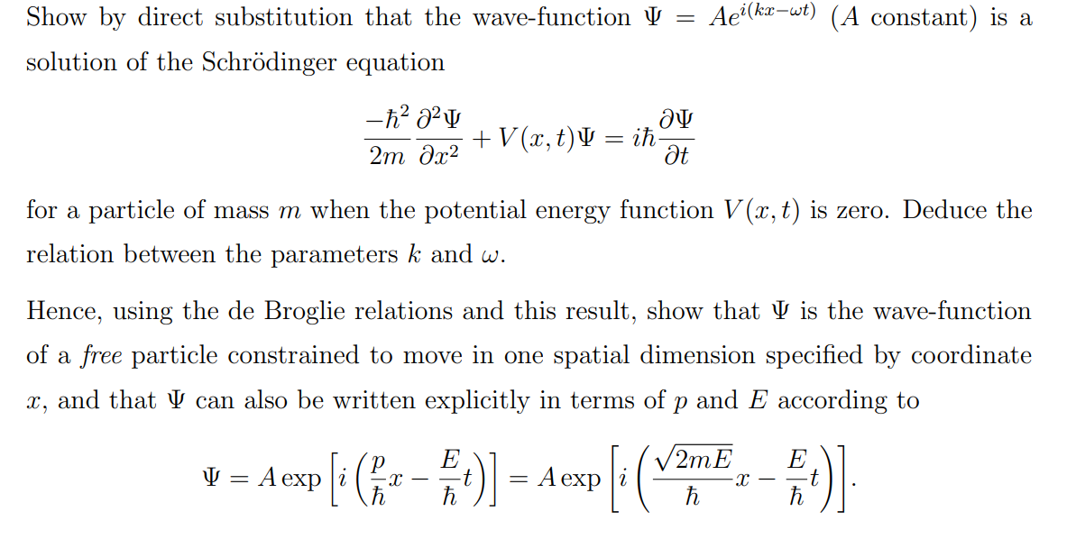 Solved Show by direct substitution that the wave-function | Chegg.com