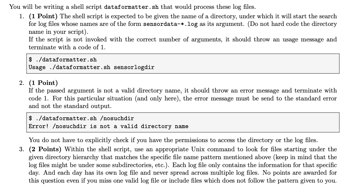 Solved Ex. 1 — Parsing sensor logs for analysis (20 Points) | Chegg.com