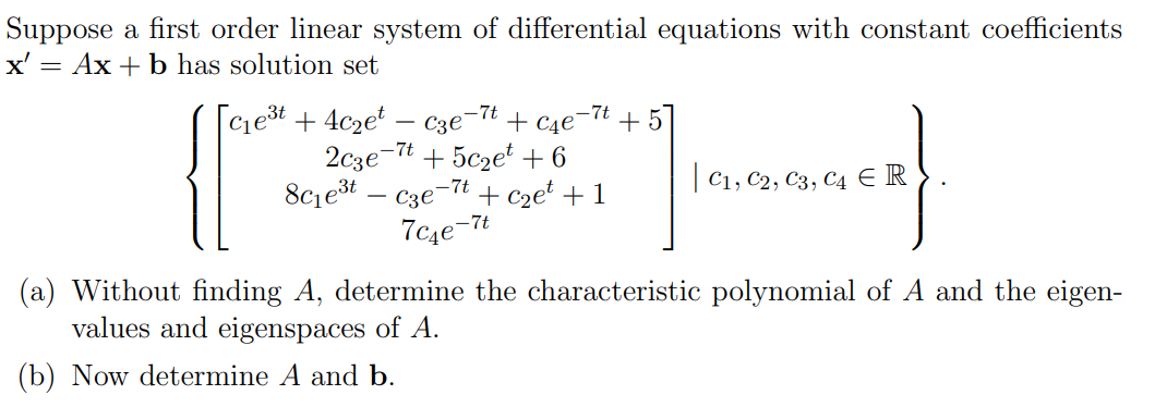 Solved Suppose a first order linear system of differential | Chegg.com