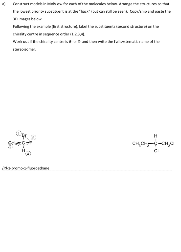 Solved a) Construct models in MolView for each of the | Chegg.com