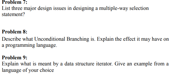 Problem 7: List three major design issues in | Chegg.com