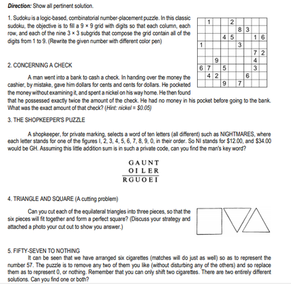 Solved كما Direction: Show all pertinent solution 1. Sudoku | Chegg.com
