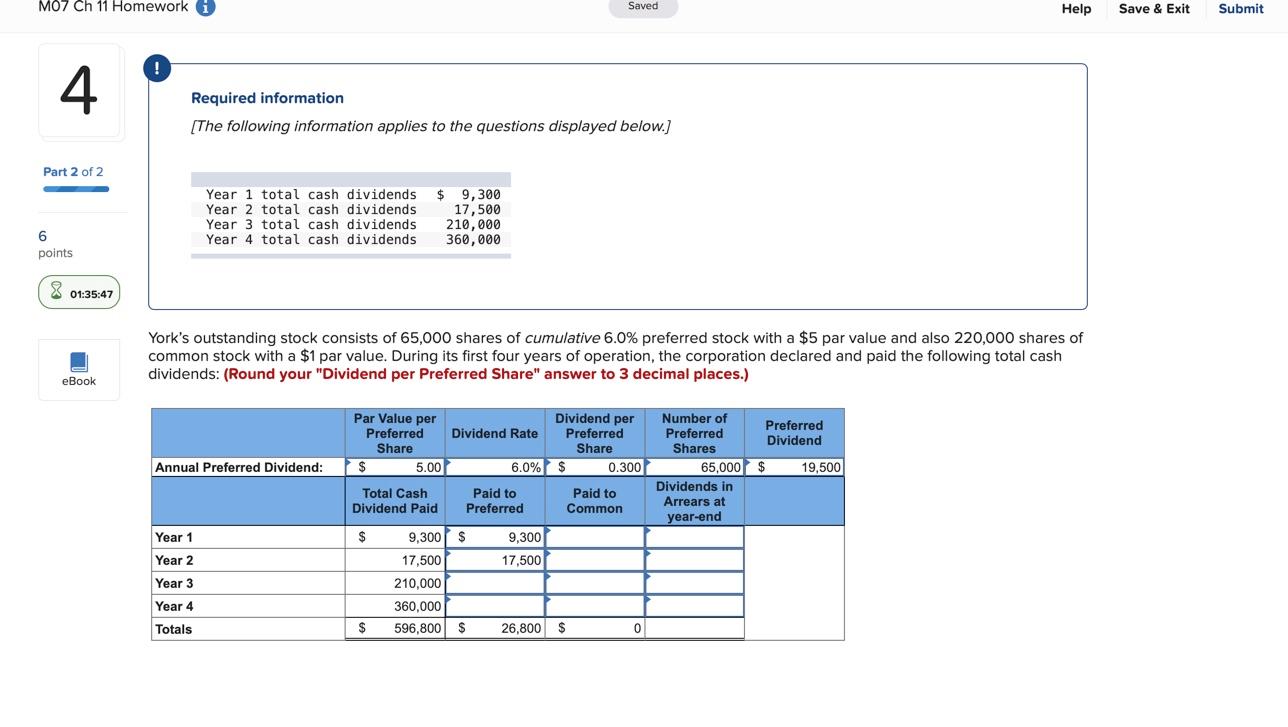 Solved M07 Ch 11 Homework i Saved Help Save & Exit Submit ! | Chegg.com