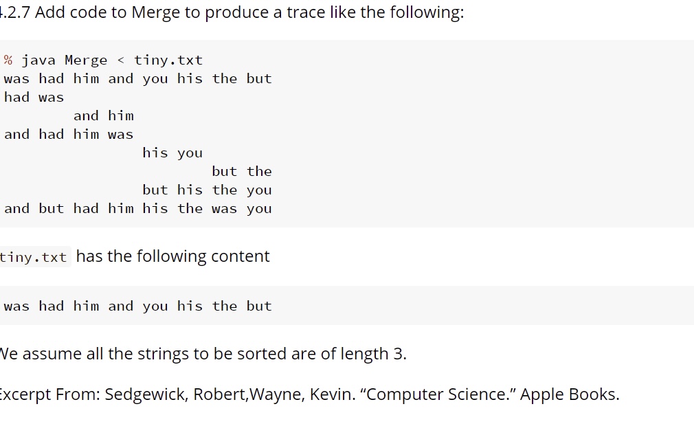 Solved Add code to Merge to produce a trace like the | Chegg.com