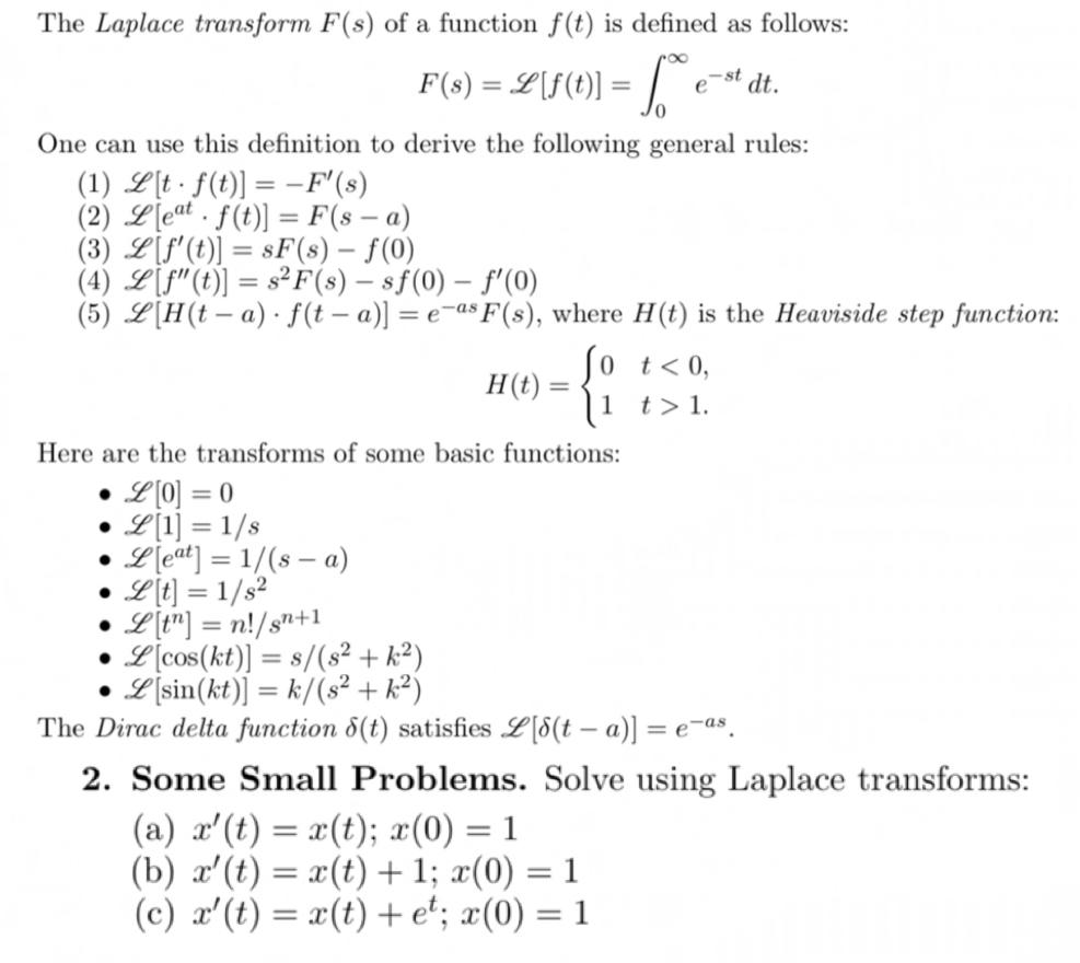 Solved The Laplace transform F(s) of a function f(t) is | Chegg.com