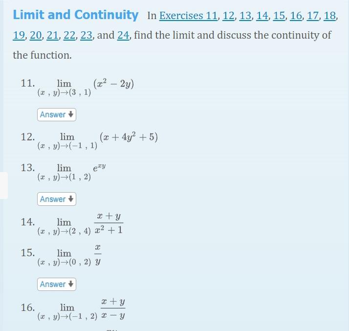 Solved Limit and Continuity In Exercises | Chegg.com