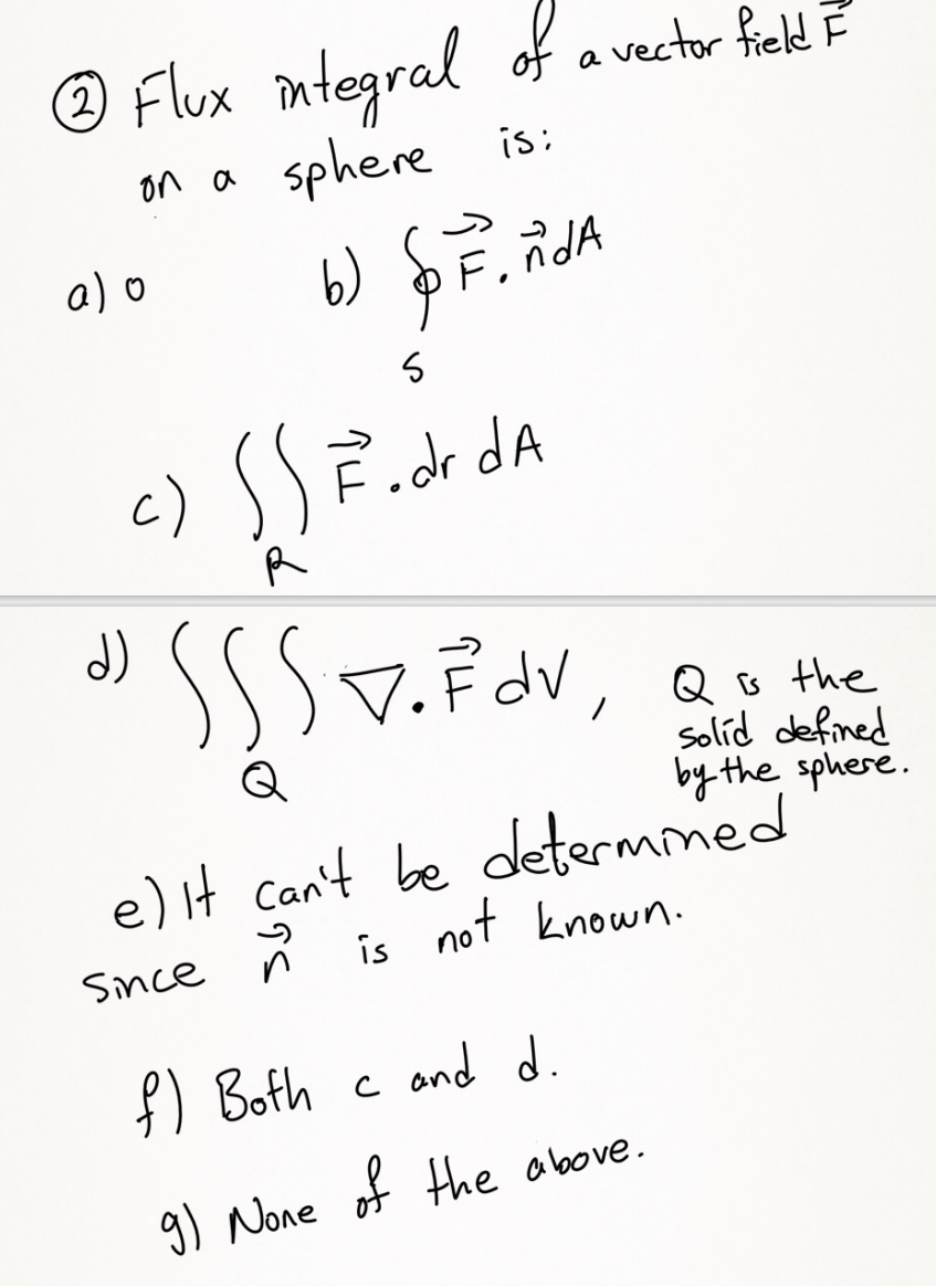 Solved a ② Flux integral of a vector field I sphere is: ; on | Chegg.com