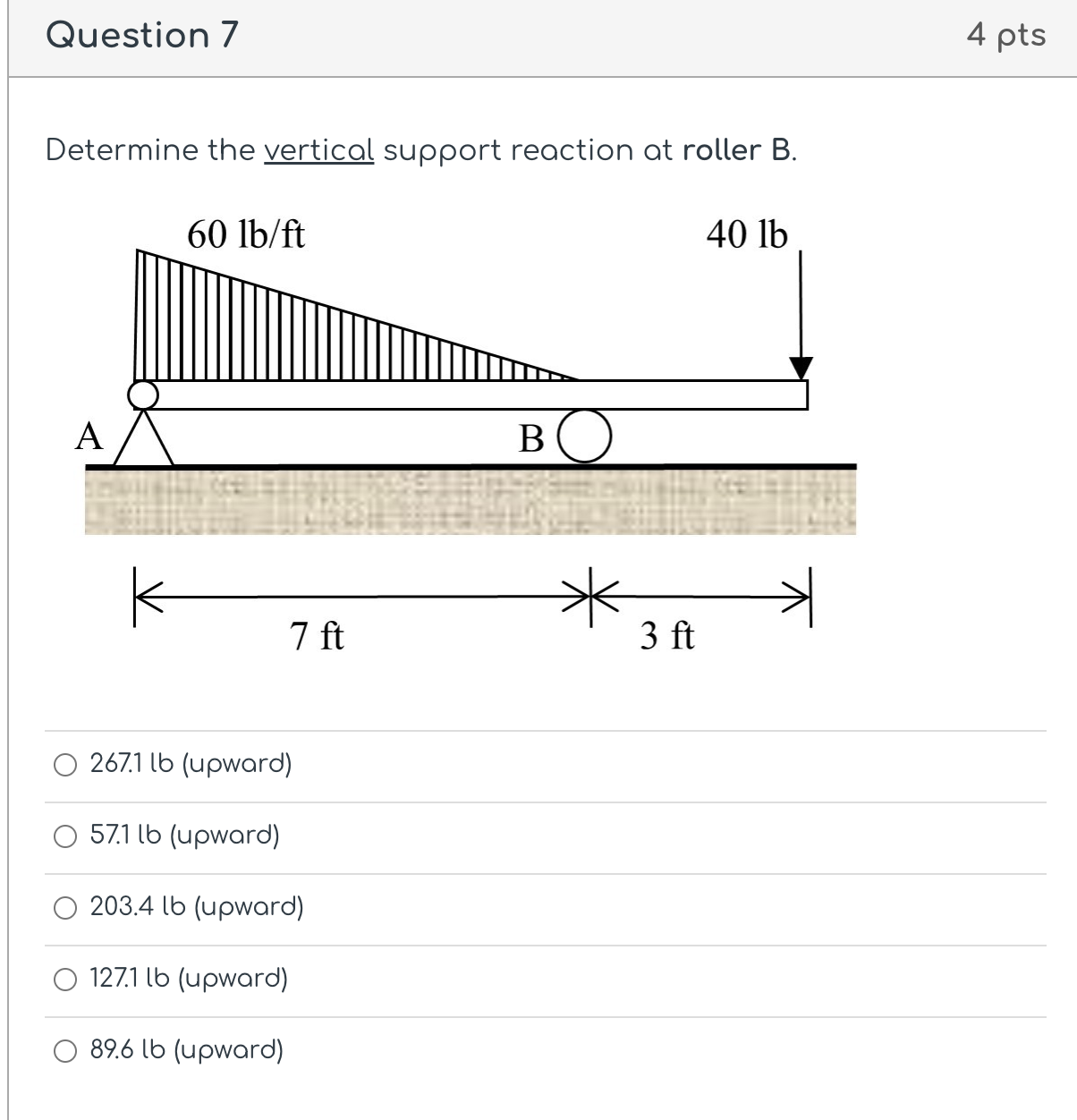 Solved Question 7Determine the vertical support reaction at | Chegg.com