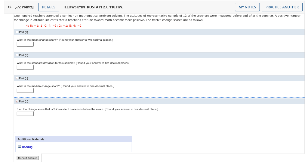Solved 12. (-12 points) DETAILS ILLOWSKYINTROSTAT1 | Chegg.com Solved 12. (-12 points) DETAILS ILLOWSKYINTROSTAT1 | Chegg.com