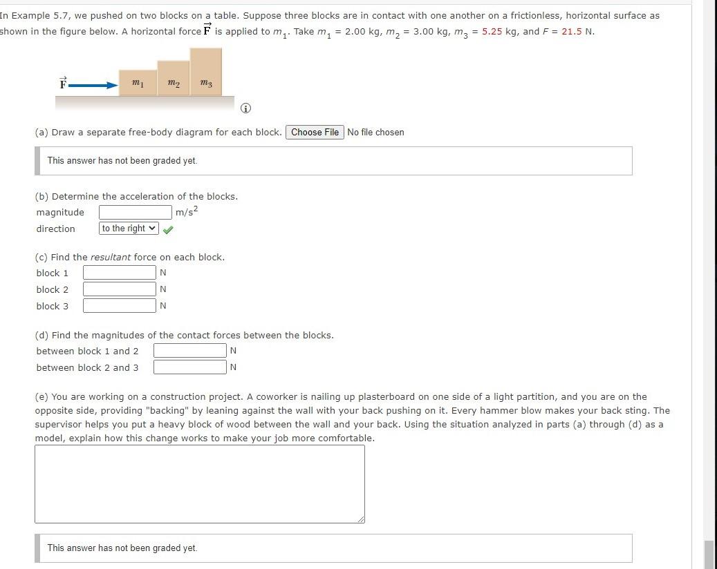 Solved Example 5.7, we pushed on two blocks on a table. | Chegg.com