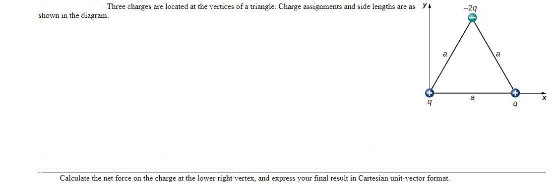 Solved Three charges are located at the vertices of a | Chegg.com