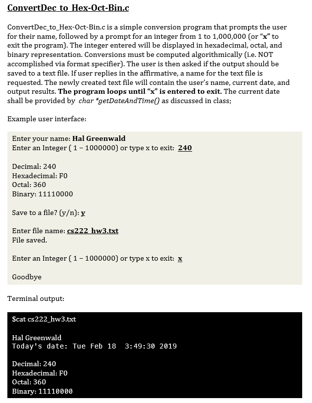 Solved ConvertDec to Hex-Oct-Bin.c | Chegg.com