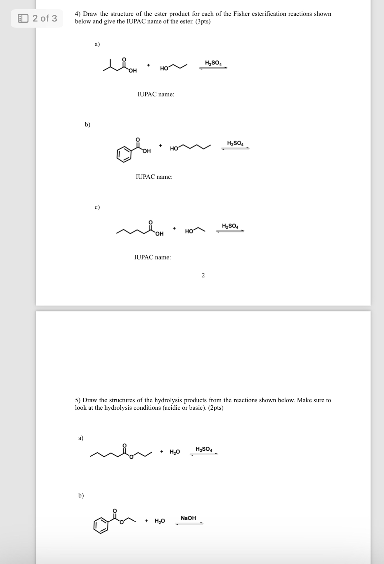 Solved Draw the structure of the ester product for each of | Chegg.com