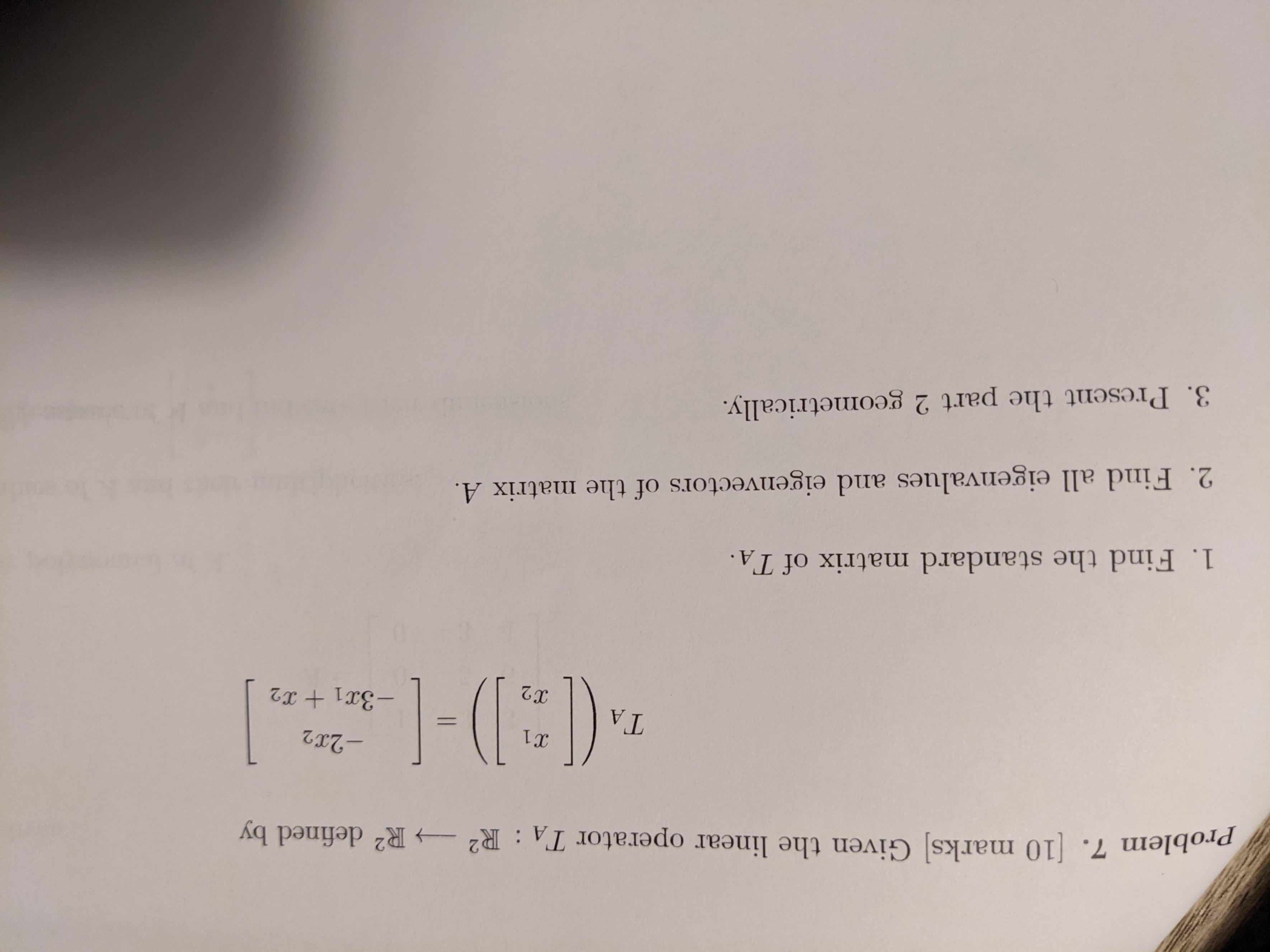Solved Problem 7. (10 marks] Given the linear operator TA : | Chegg.com