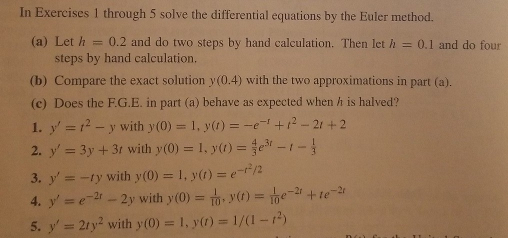 Solved In Exercises 1 through 5 solve the differential | Chegg.com