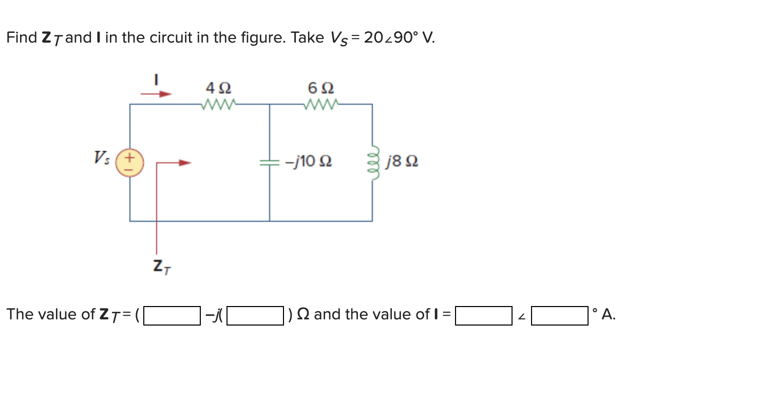 Solved Find ZT and I in the circuit in the figure. Take | Chegg.com