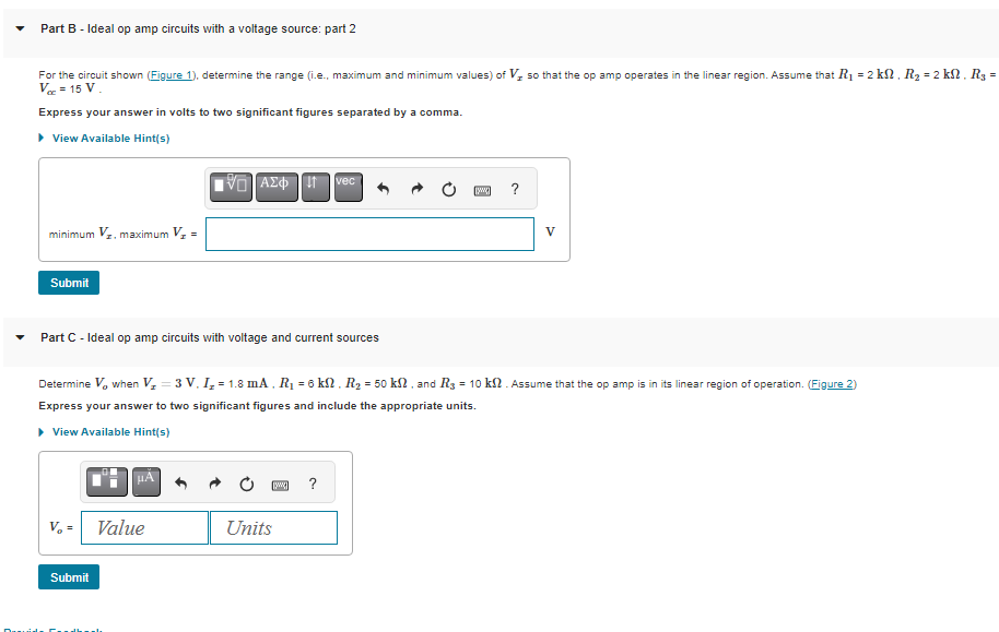 Solved - Part A - Ideal op amp circuits with a voltage | Chegg.com