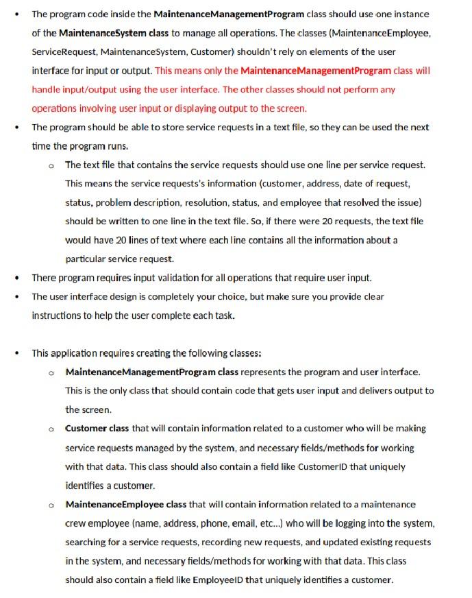 Solved CSC210 Maintenance Management System In this lab you | Chegg.com
