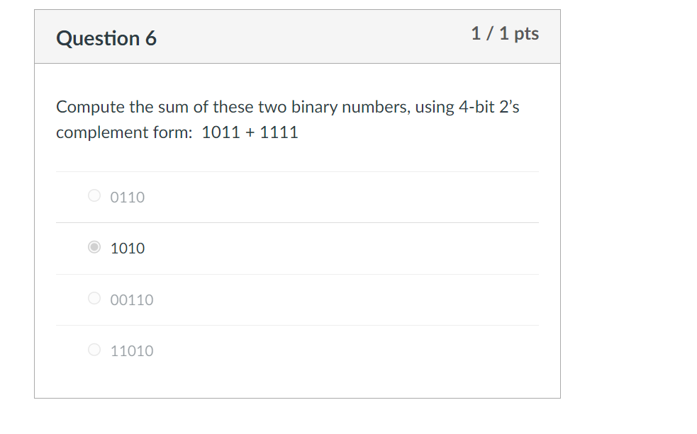Solved Compute The Sum Of These Two Binary Numbers Using Chegg