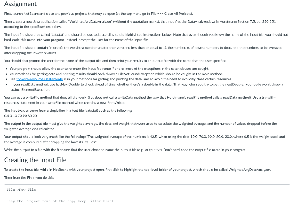 Assignment First, launch NetBeans and close any | Chegg.com