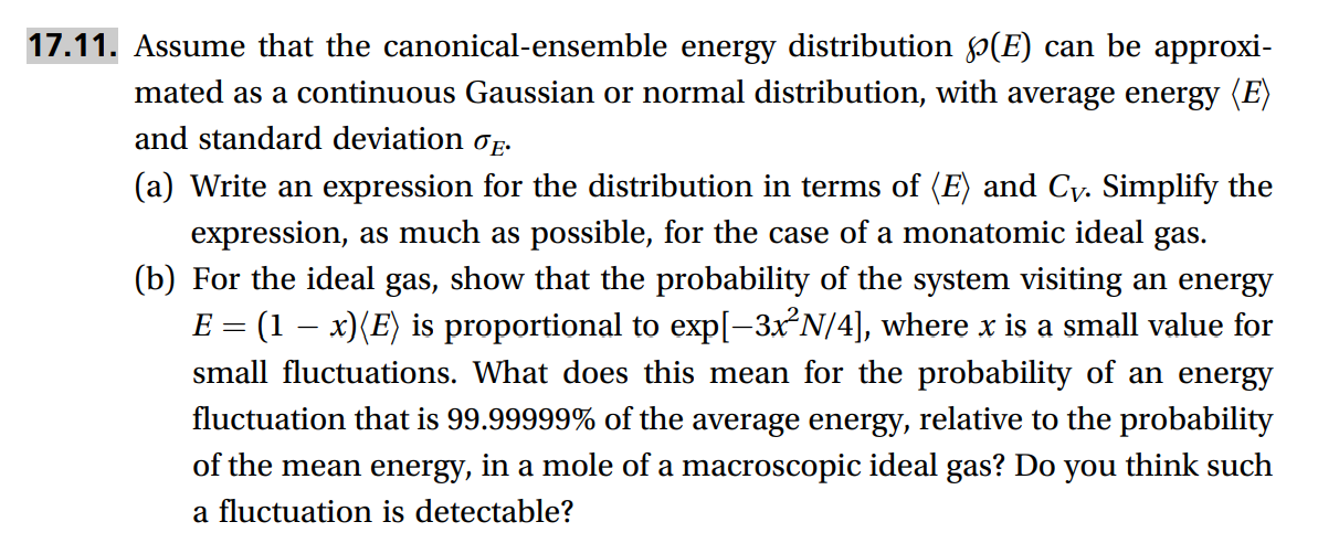 Solved 11. Assume that the canonical-ensemble energy | Chegg.com