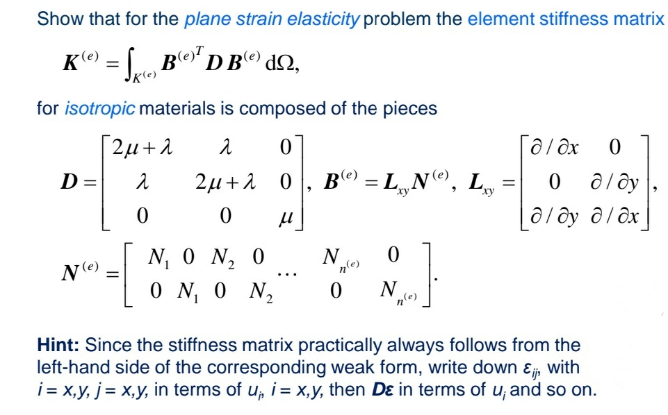 Show that for the plane strain elasticity problem the | Chegg.com