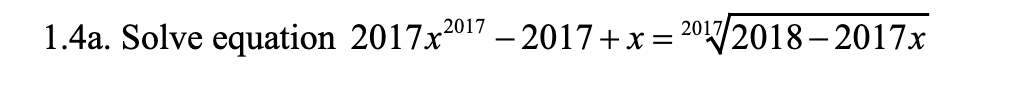 Solved 017x2017−2017+x=20172018−2017x | Chegg.com