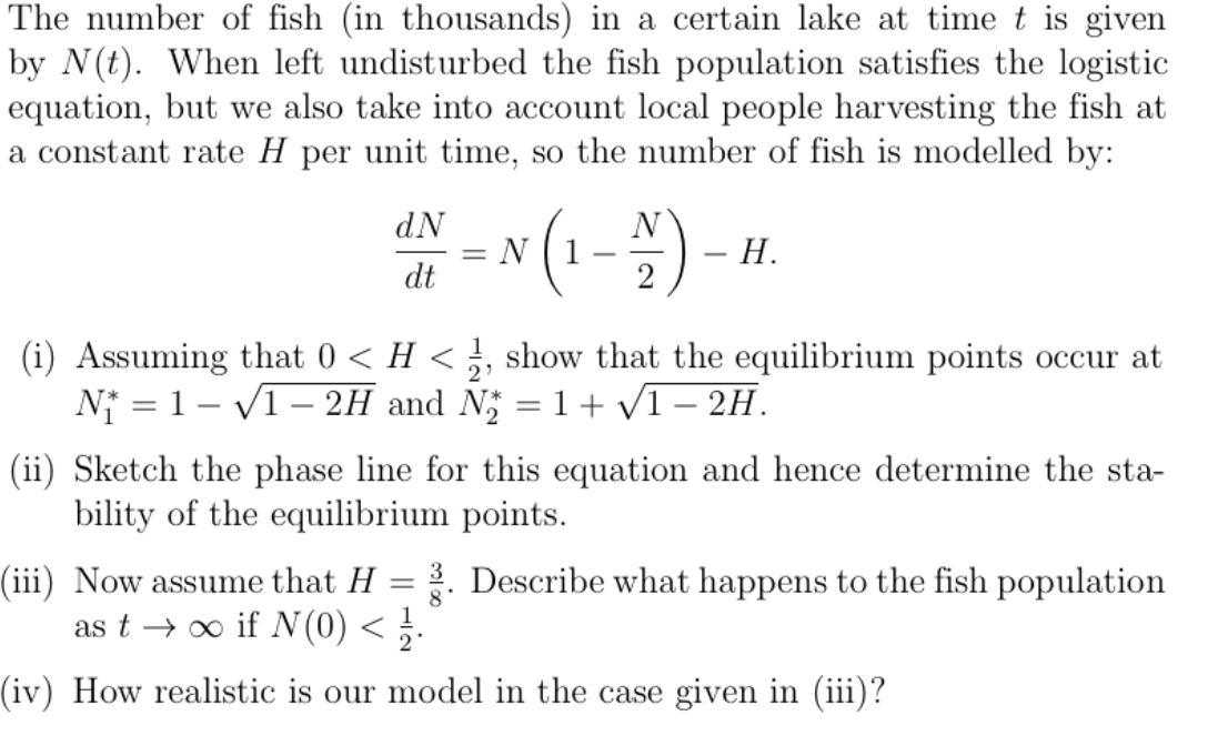 Solved The number of fish (in thousands) in a certain lake | Chegg.com