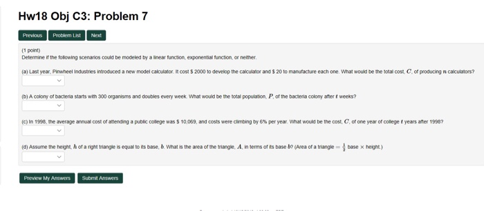 Solved Hw18 Obj C3 Problem 7 Previous Problem List Ned F 