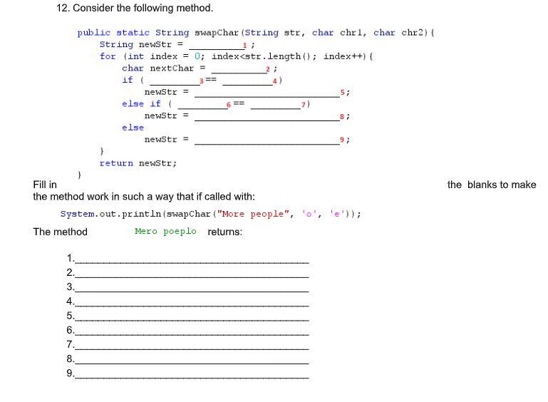Solved 12. Consider the following method. 1: 5; 8: public | Chegg.com