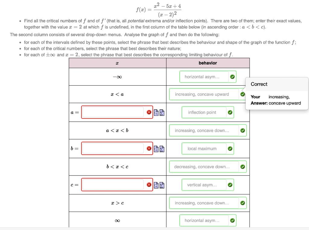 Solved f(x)=(x−2)2x2−5x+4 - Find all the critical numbers of | Chegg.com