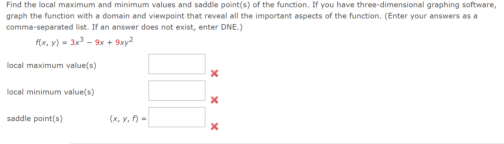 Solved Find the local maximum and minimum values and saddle | Chegg.com