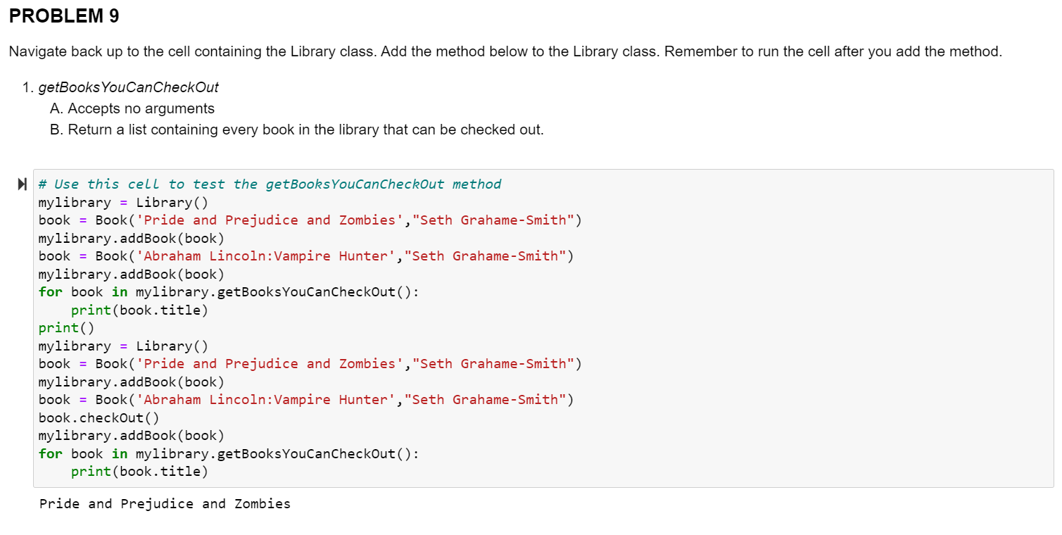Solved Navigate back up to the cell containing the Library | Chegg.com