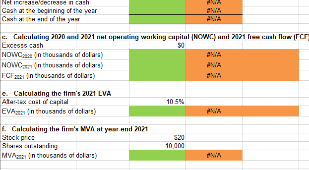 Solved c. Calculate 2020 and 2021 net operating working | Chegg.com