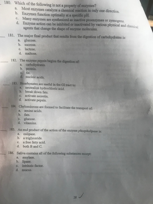 Solved 180. Which of the following is not a property of | Chegg.com