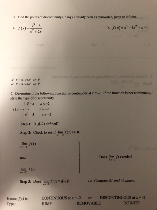 Solved 5. Find the points of discontinuity (if any). | Chegg.com