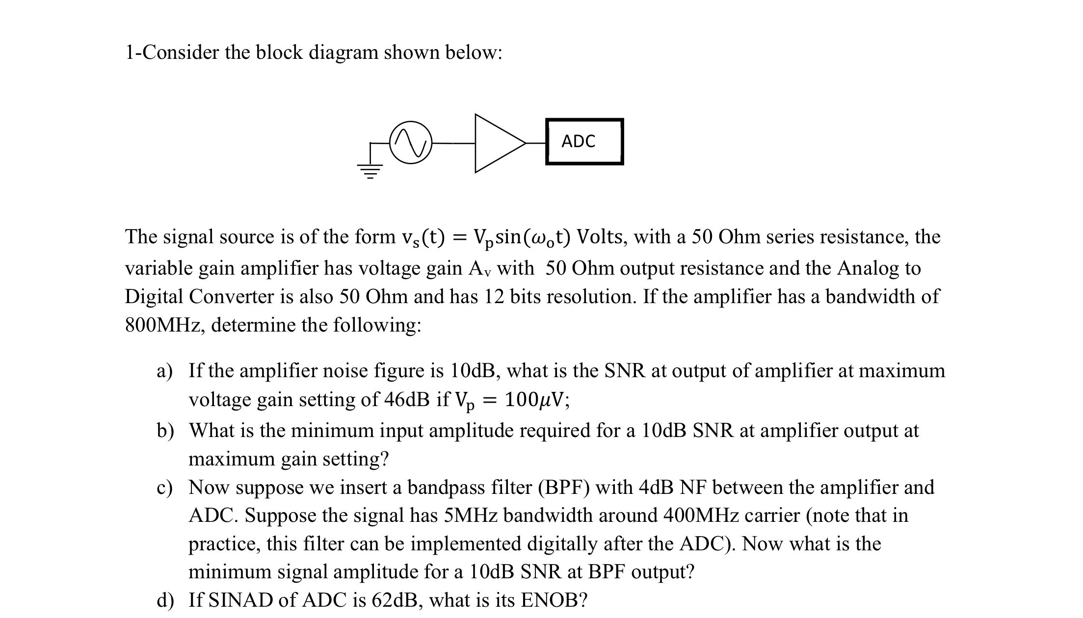Consider The Following Block Diagram Showing Signal Processi Consider The Following Block Diagram Showing Signal Processi