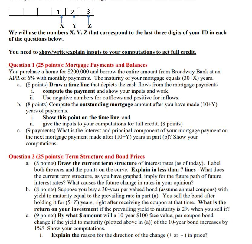 Solved 1 2 3 X Y z We will use the numbers X, Y, Z that | Chegg.com