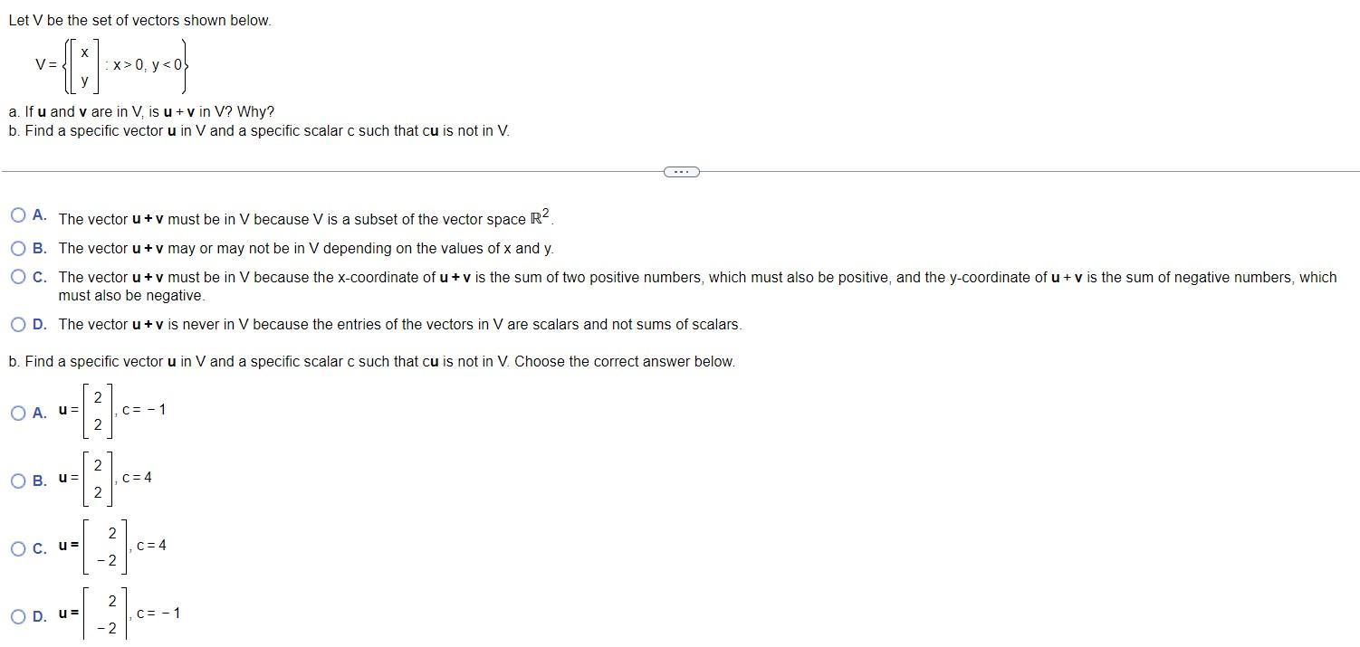 Solved Let V be the set of vectors shown below. | Chegg.com