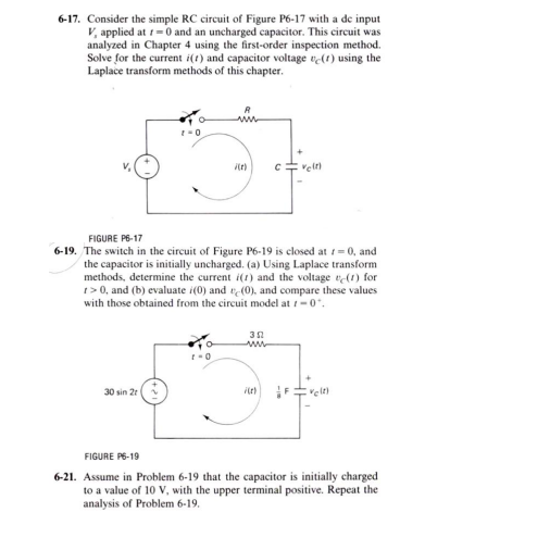 Solved 6-17. Consider the simple RC circuit of Figure P6-17 | Chegg.com