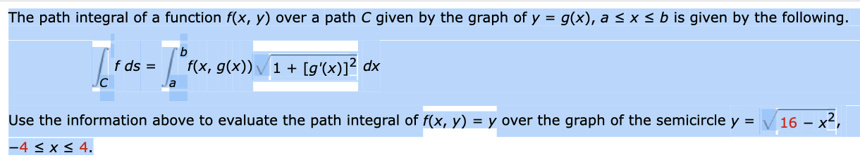 Solved The path integral of a function f(x,y) over a path C | Chegg.com