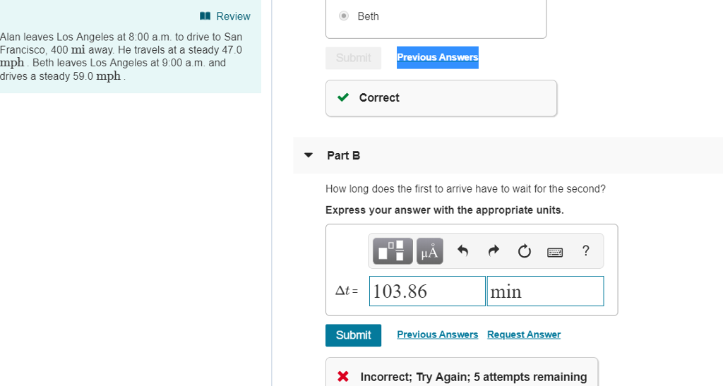 Solved Review Beth Alan leaves Los Angeles at 8:00 a.m. to | Chegg.com