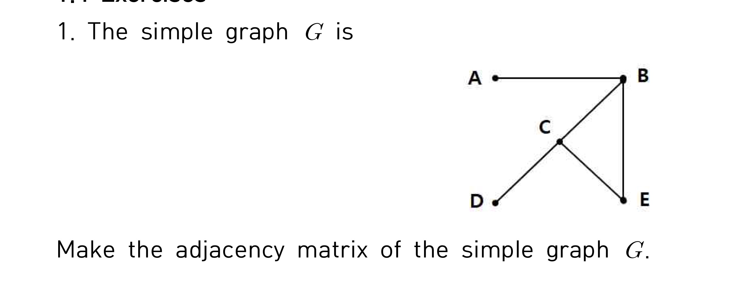 Solved 1. The simple graph G is Make the adjacency matrix of | Chegg.com